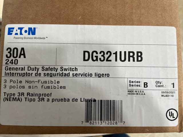 Eaton General Duty Safety Switch 30 Amp 240 Volt 3 Pole Non-fusible ...
