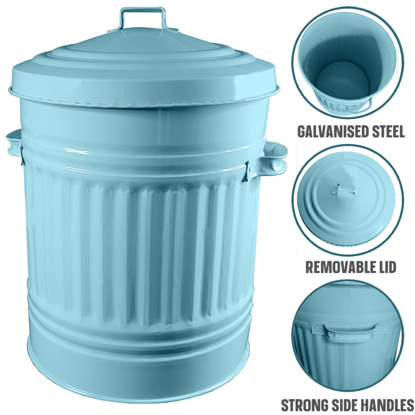 30l litre metal bin rubbish waste dustbin animal feed storage duck egg ...