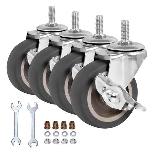 3 Inch Caster Wheels, Threaded Stem Casters Set of 4, Heavy Duty Wheel ...