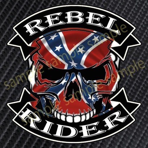 #97-SKULL REBEL RIDER SOUTH-FLAG 9x9,5cm AUFKLEBER ADHESIVE HOT ROD ...