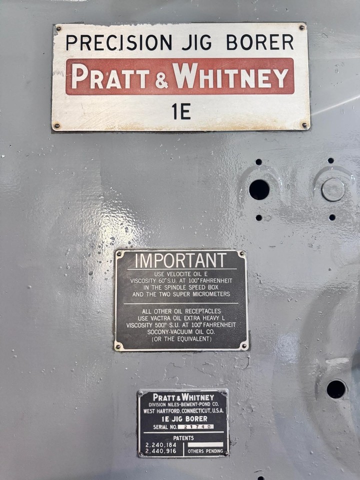 Pratt & Whitney Precision Jig Boring Machine Model 1E Serial #21740 | eBay
