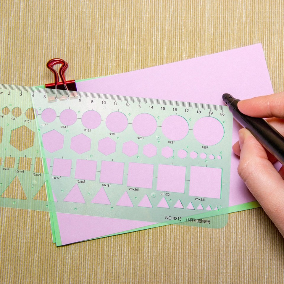 2 Pcs Students Draw Template Plastic Drafting Ruler Pattern Tools ...