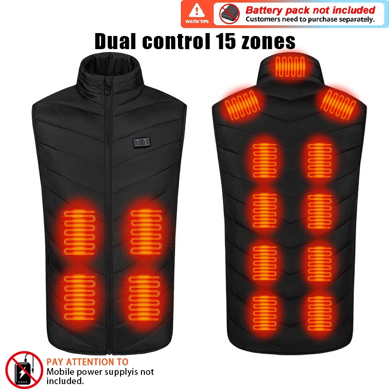 Unisex Warm Electric Vest Heated Jacket USB Thermal Heat Pad Winter ...