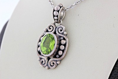 Signed Gemala Bali Indonesia Sterling Silver Dotted Scroll Green ...