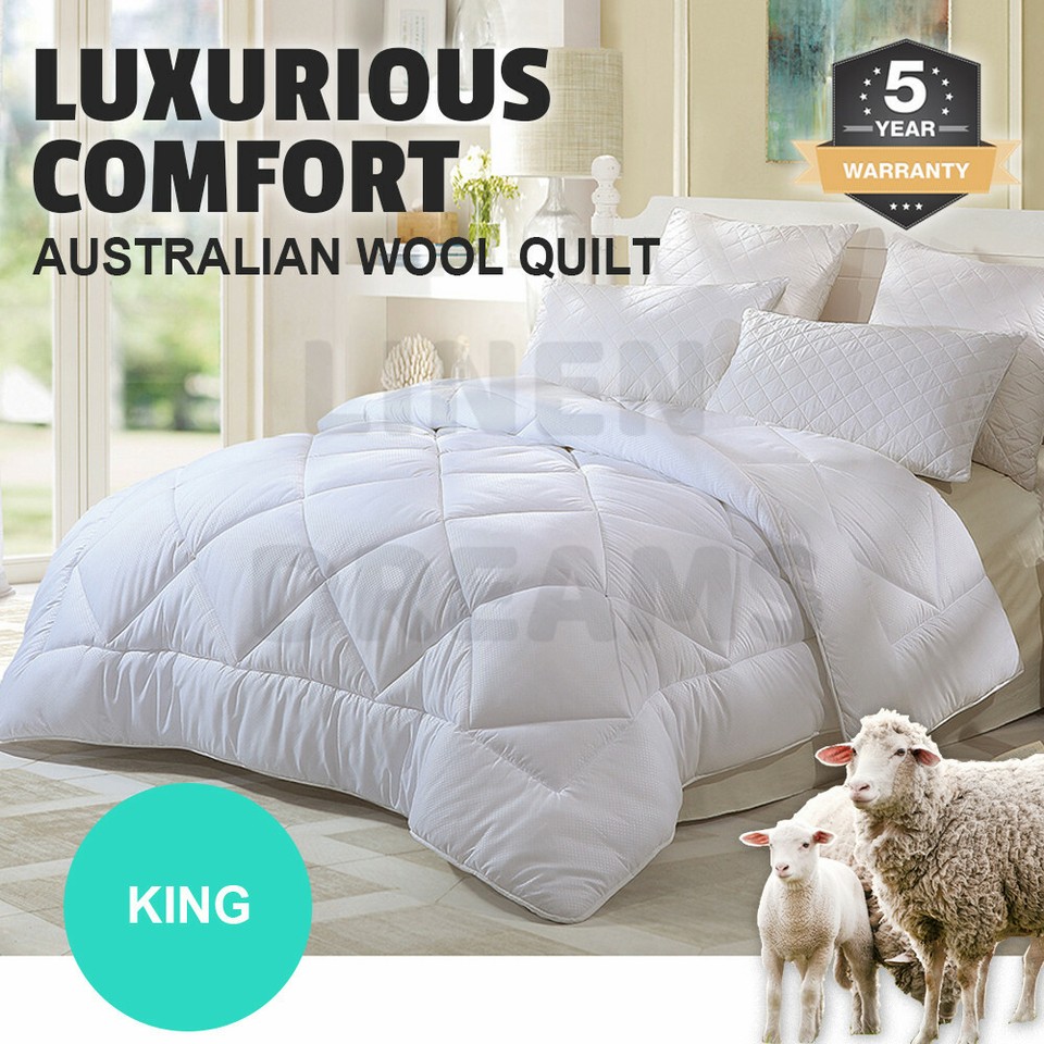 350/500/700GSM All Size Australian Wool Quilt Doona Duvet Down Summer ...