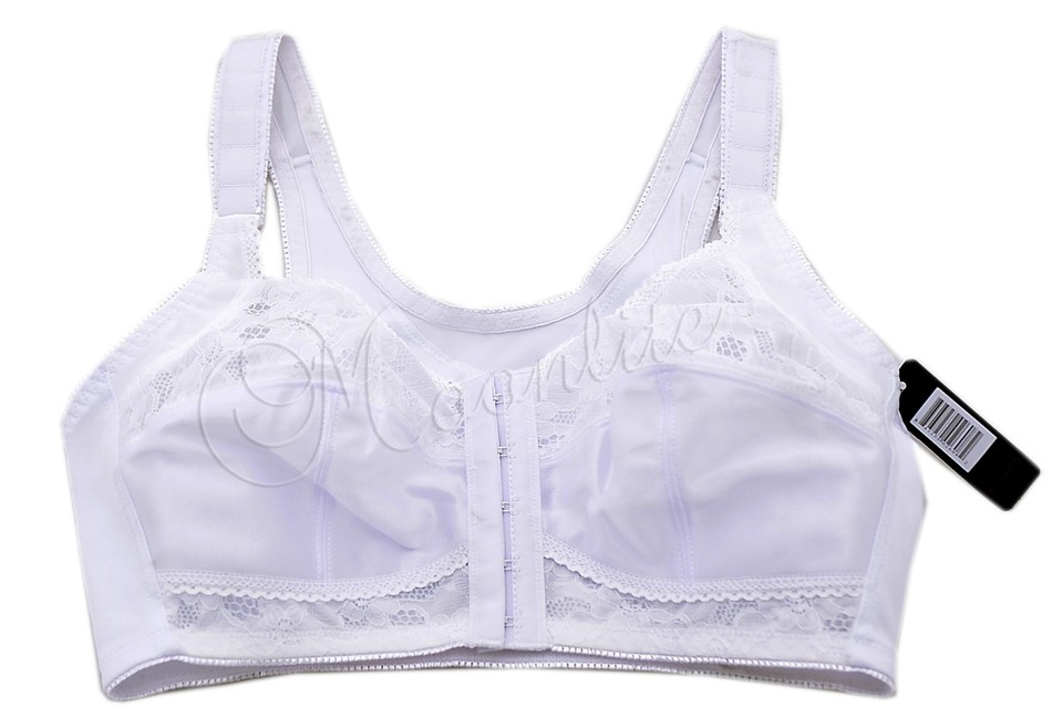 Front Closure Bra Back Support Posture White Lace 36 38 40 42 44 46 B C ...