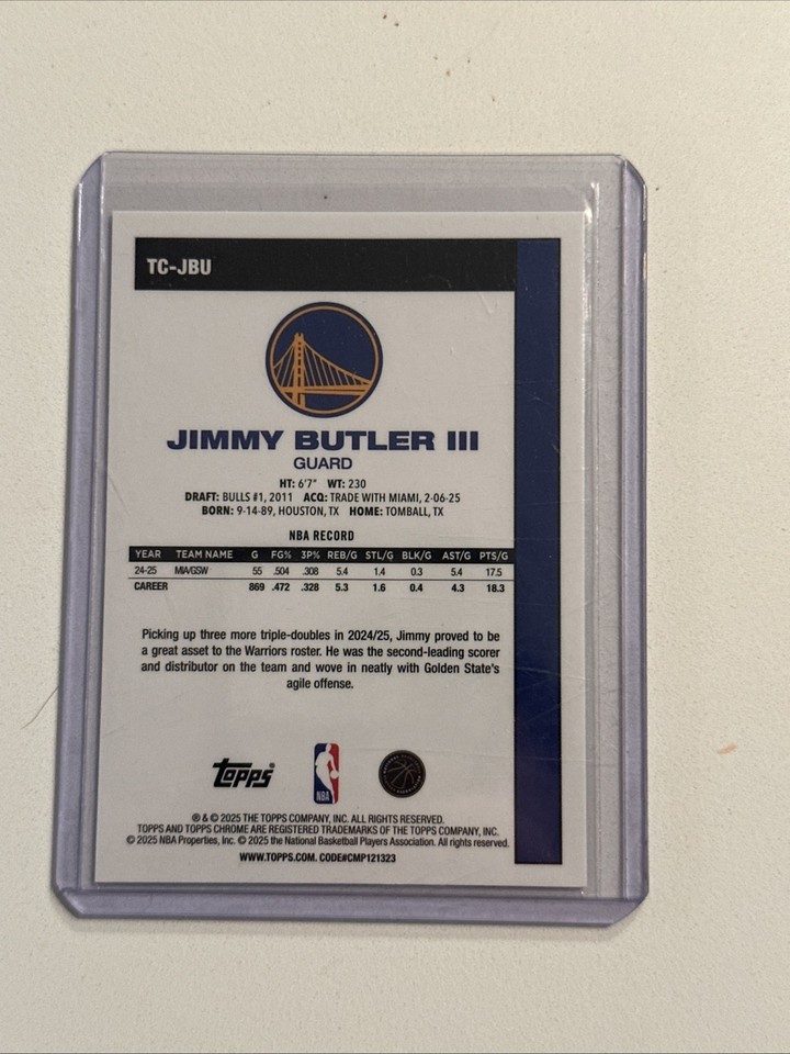 2025-26 Topps Chrome Basketball Jimmy butler - Blue Mojo Refractor /150 ...