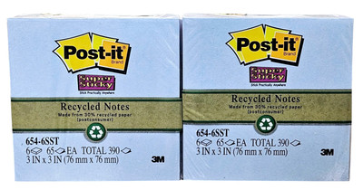 Post-It Notes Super Sticky, Recycled Notes, Asst. Colors, 6, 3" x 3 ...