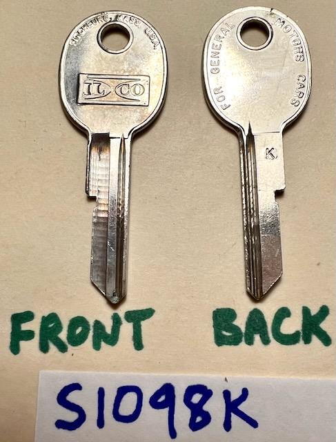 Vintage GM 1970s 1980s auto key blanks ILCO S1098K General Motors cars ...