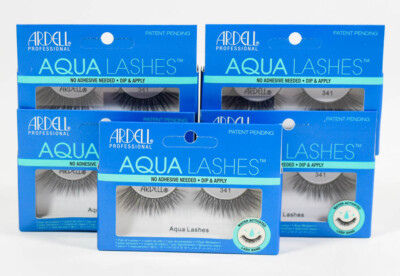 lot 5 pks Ardell AQUA LASHES Water Activated #341 False Eyelashes BLACK ...