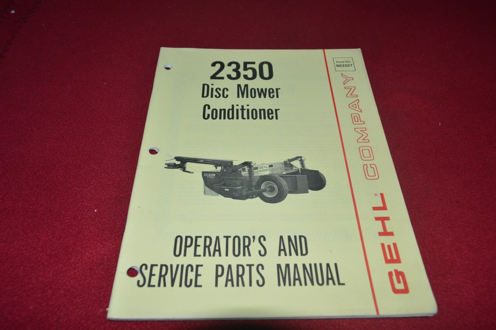 Gehl 2350 Disc Mower Conditioner Discbine Operator's Parts Manual MFPA ...