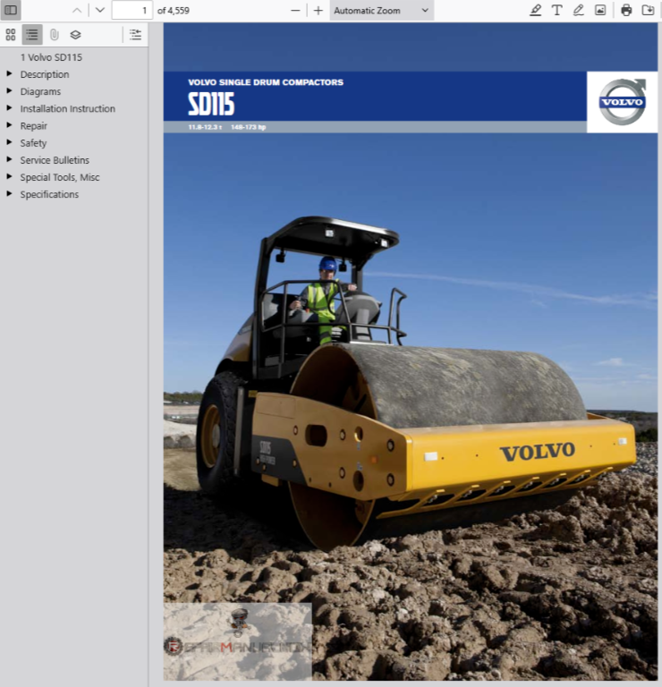 Volvo SD115 Drum Compactor Roller Service Repair Manual Construction ...