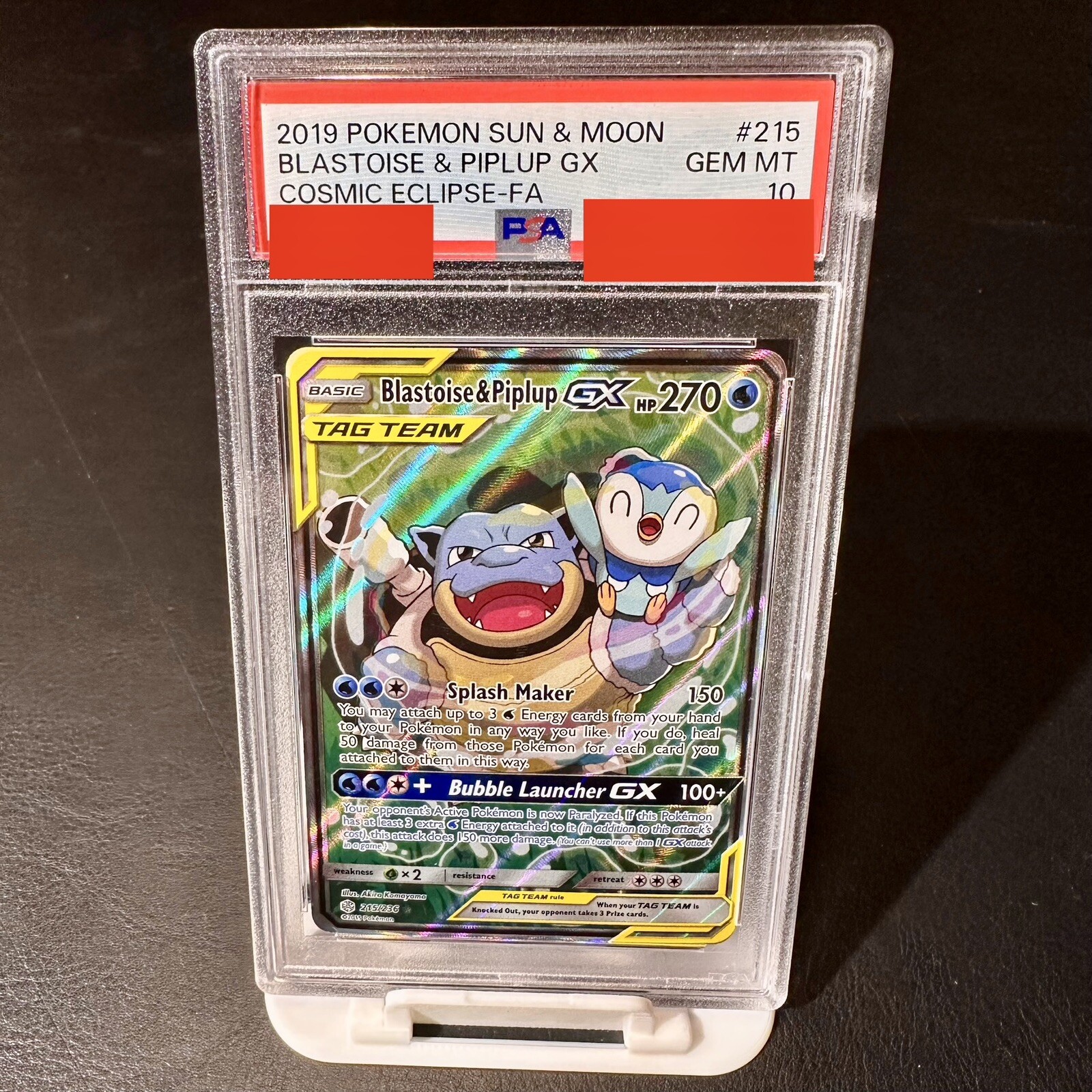 PSA 10 Sun Moon Blastoise Piplup GX Alt Art Full Cosmic Eclipse 215/236 ...