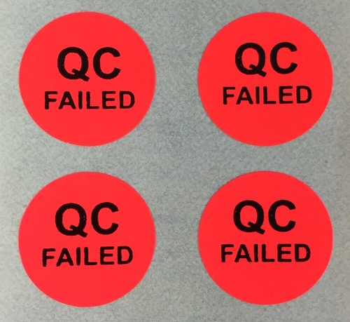 Quality Control QC FAILED Labels (Stickers) 15mm diameter | eBay UK