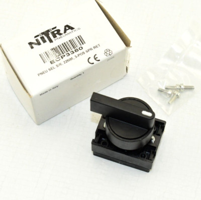 NITRA Pneumatic Selector Switch, IP65, 22mm, 3-Position Spring Return ...