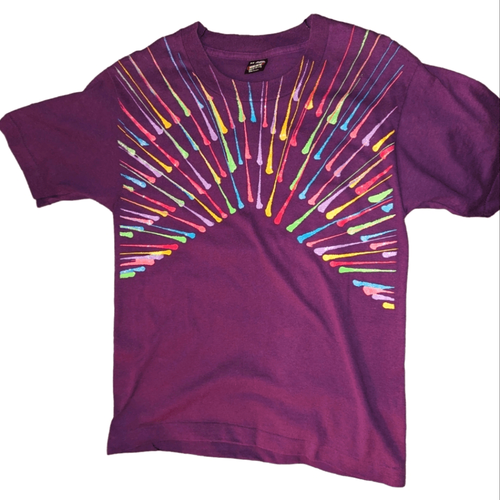 Vintage 80s girl purple sparkly paint splatter size 14/16 | eBay