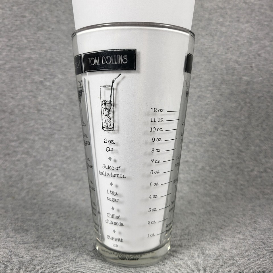 BARTENDER BAR COCKTAIL MIXED DRINK RECIPE SHAKER GLASS 7”tall | eBay