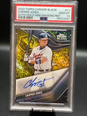 2023 Topps Chrome Black #CJ Chipper Jones Auto-Gold Mini Diamond Ref ...