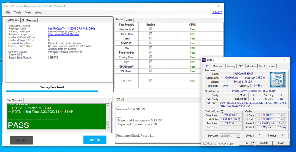 i5-8500T 8th Gen 2.1 GHz 9MB cache Processor TESTED SR3XD Coffee Lake ...