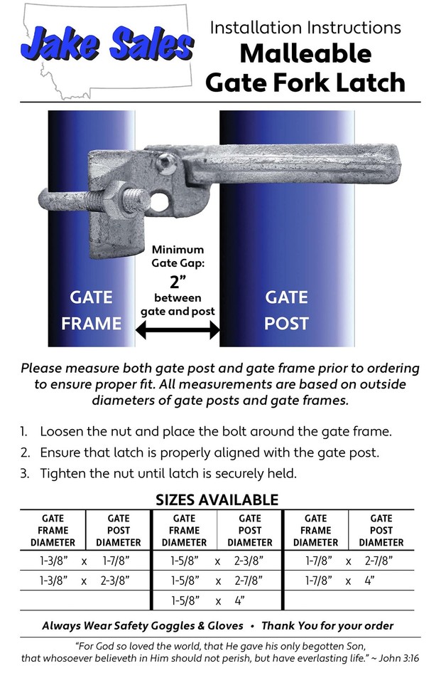 1-7/8"X4"Chain Link Fence Gate Fork Latch Commercial Heavy Duty ...