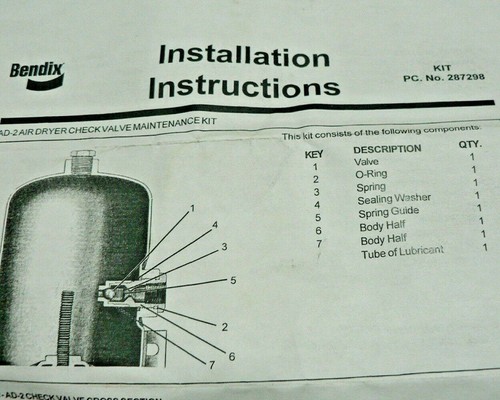 Bendix MV-3 Maintenance Kit 287298 | eBay