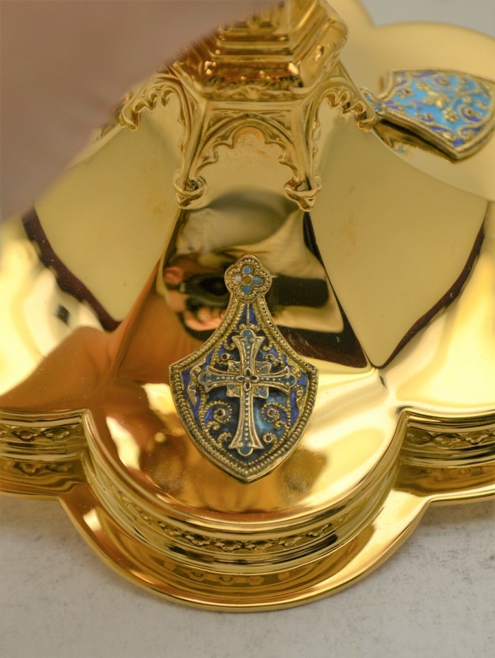 + Beautiful 24k Gold Plated Gothic Chalice with 3 Blue Enamels (CU71 ...