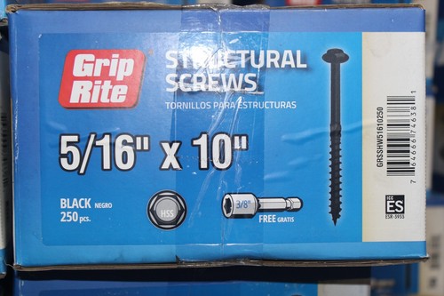 Grip Rite Structural Screws Black 5/16" x 10" 250 5/16 x 10 NEW Similar ...
