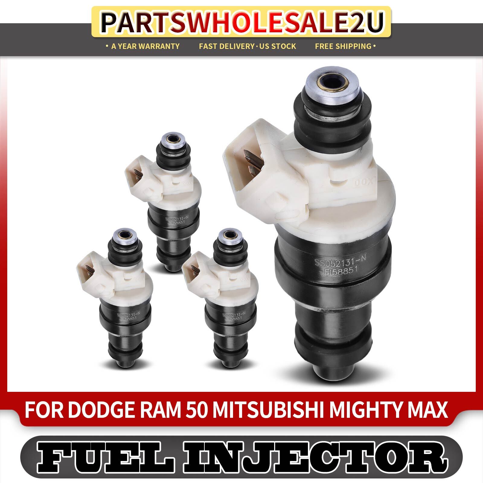4Pcs Fuel Injector for Dodge Ram 50 1991-1993 Mitsubishi Mighty Max ...