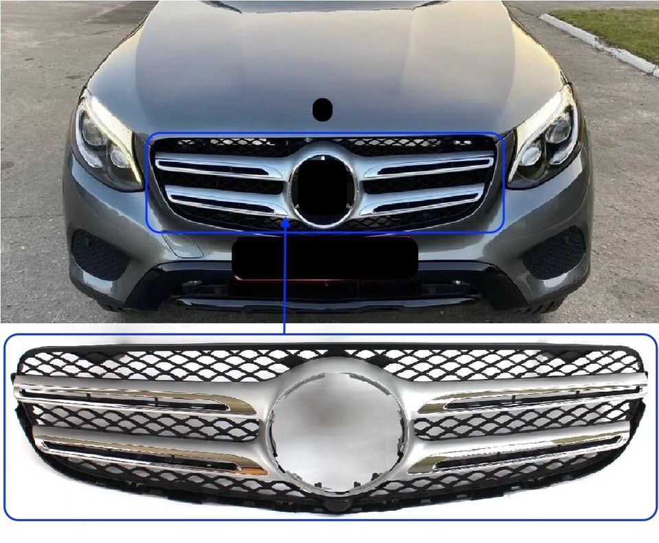 2016 - 2019 GLC 300 base front bumper cover upper main grille silver | eBay