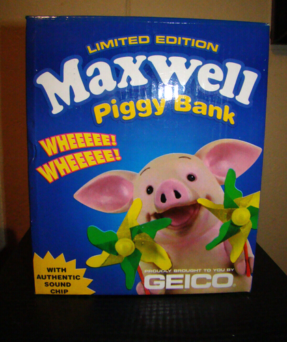 Geico Maxwell Piggy Bank with Sound Perfect Condition in Orig. Box w ...