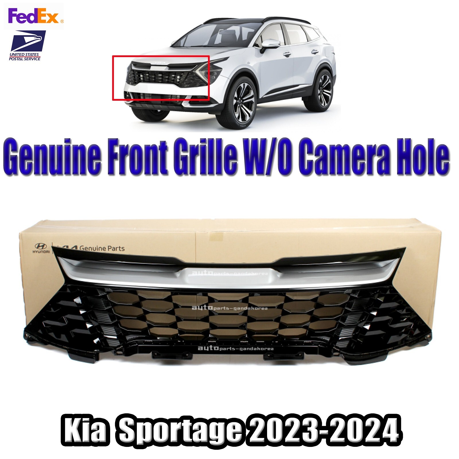FEDEX⭐Genuine 86350P1040 Front Grille W/O Camera Hole For Kia Sportage ...