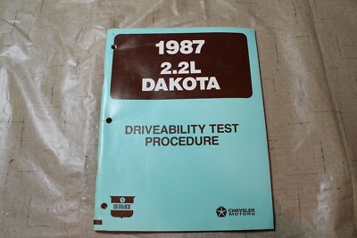 1987 2.2L Dodge Dakota Driveability Test Procedure Manual | eBay