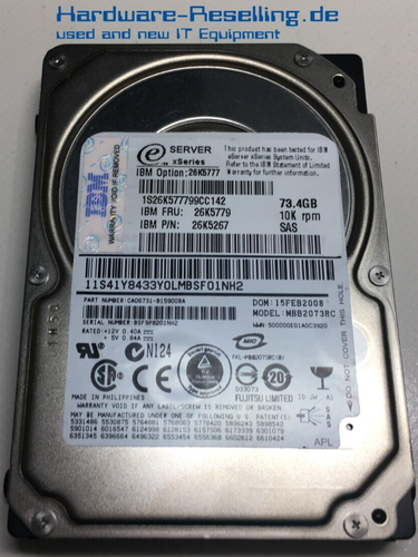 IBM SAS 10K 2,5" 3G MBB2073RC 26K5777 26K5267 26K5779 CA06731-B15900BA ...
