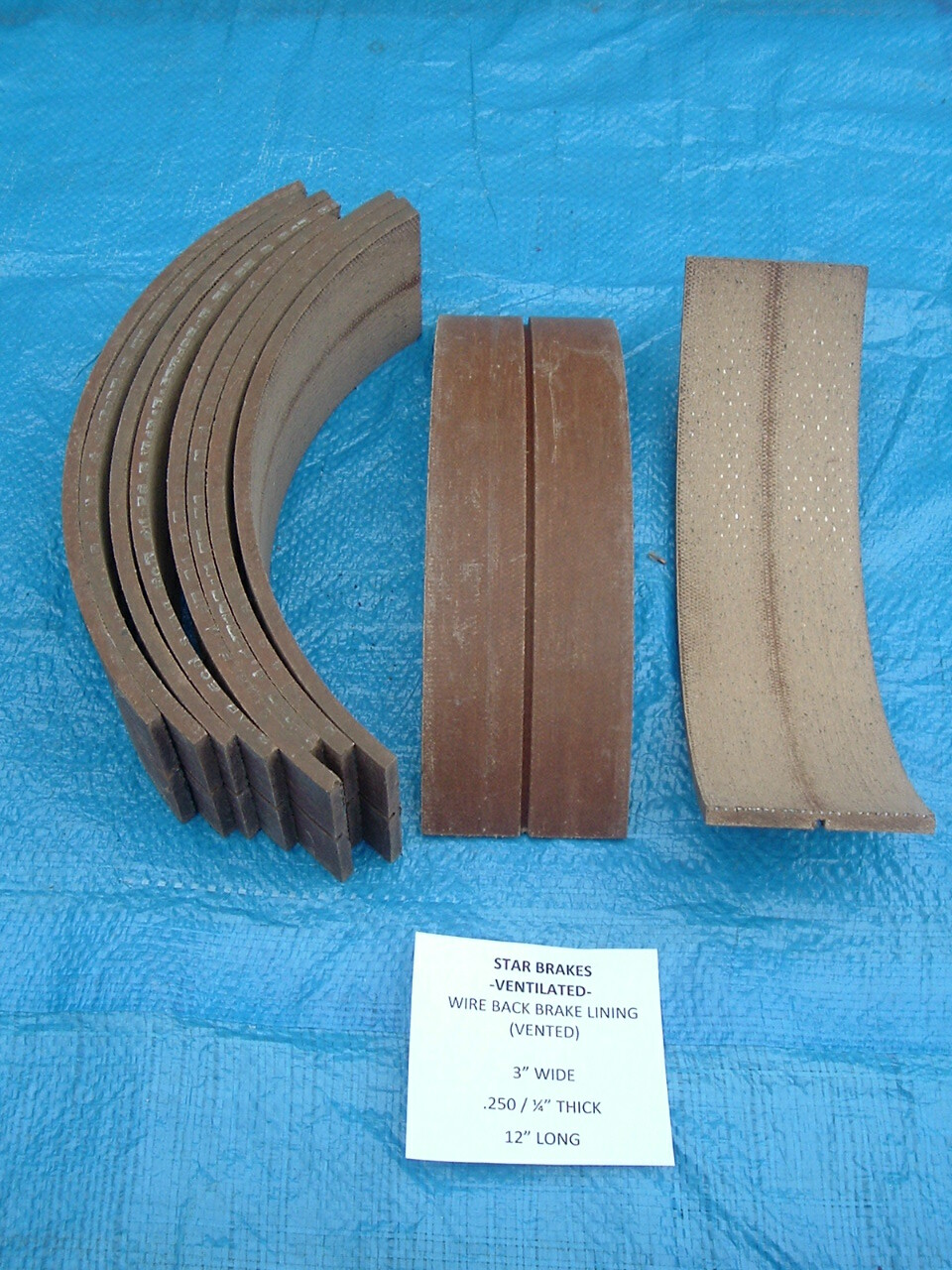 NOS WIRE BACK BRAKE SHOE LINING 1-PIECE- 3" WIDE X 1/4" THICK X 11-3/4 ...