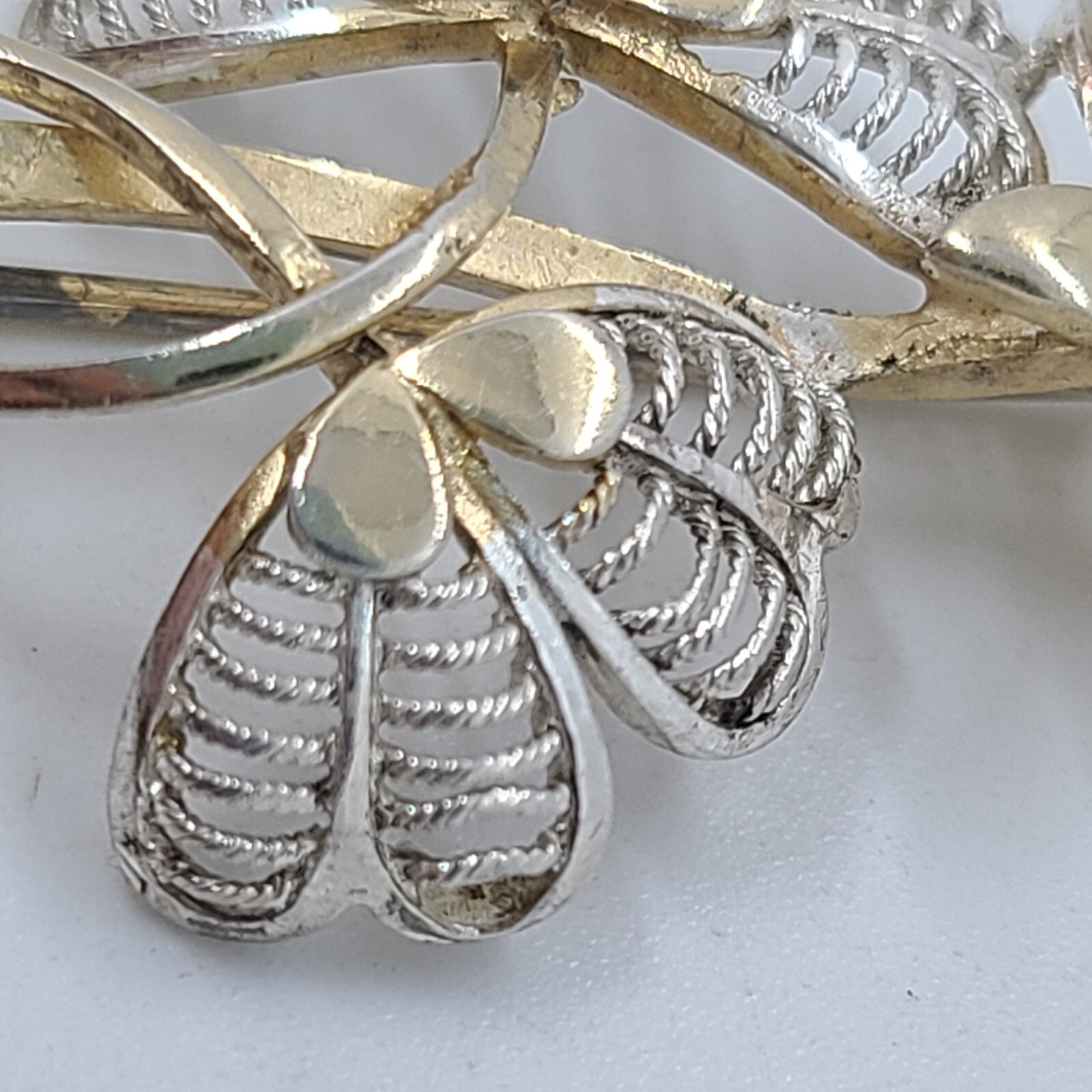 Van Lou Sterling Silver Vermeil Filigree Germany Floral Flower Pin ...