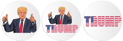 Donald Trump Thumbs Up American Flag USA - 3 Pack Circle Stickers 3 ...