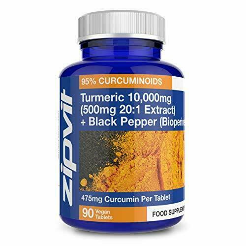 ZipVit 10,000mg and BioPerine Black Pepper 475mg Curcumin Tablets - 90 ...