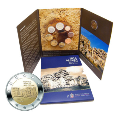 Malta Coins Set 2016 Euro 9 Coins with 2 Euro Ggantija Temple Year Set ...