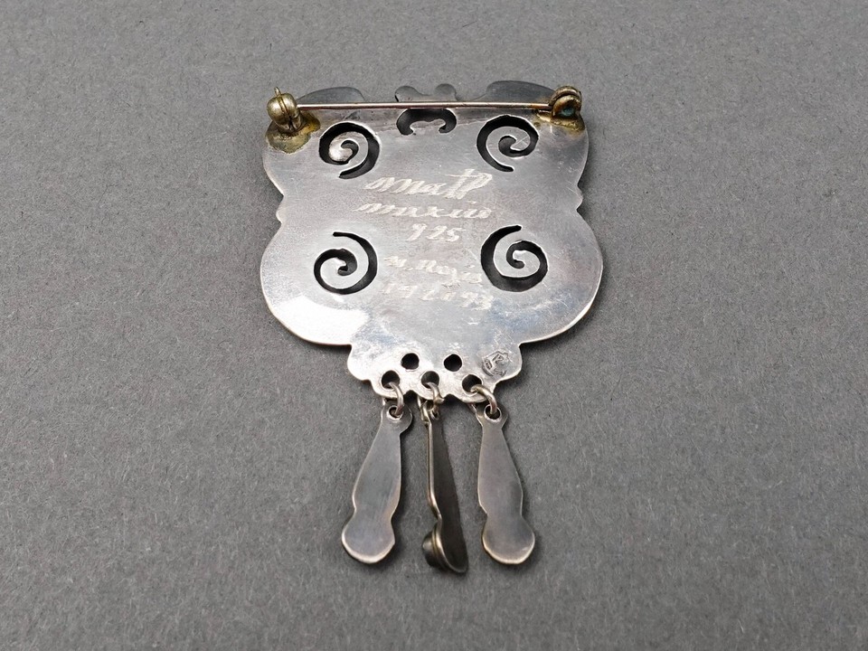 Matl Matilde Poulat Mexico Sterling Amethyst Turquoise Coral Brooch Pin ...