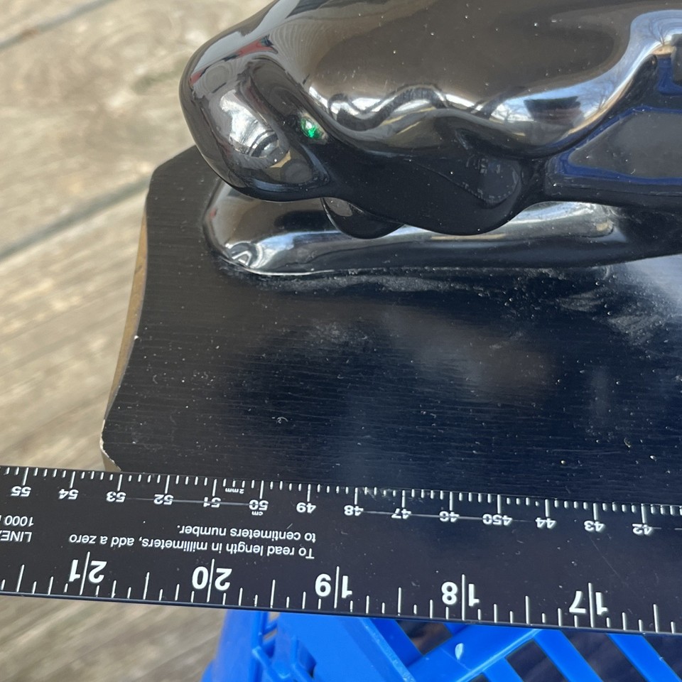 MCM Ceramic Crouching Black Panther Figure Statue Green Emerald Eyes ...