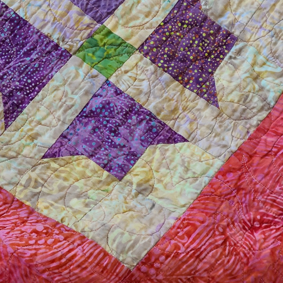 Handmade Vintage Quilt Patchwork Country Farmhouse Colorful Hand Stitched | eBay