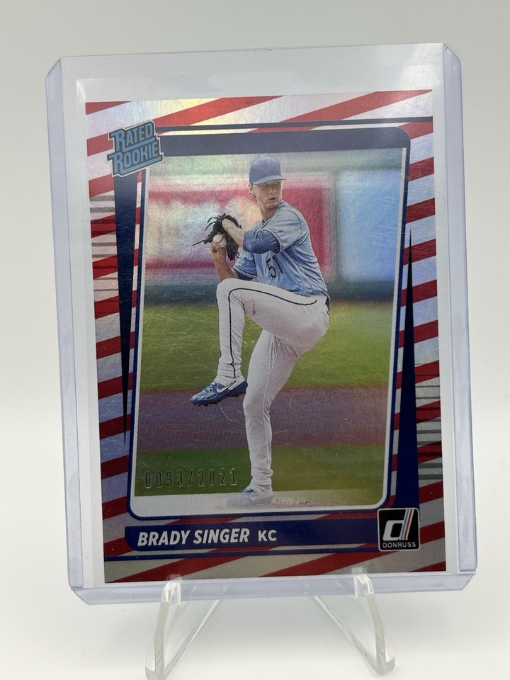2021 Panini Donruss - Rated Rookies Brady Singer #51 Red Stripe Holo ...
