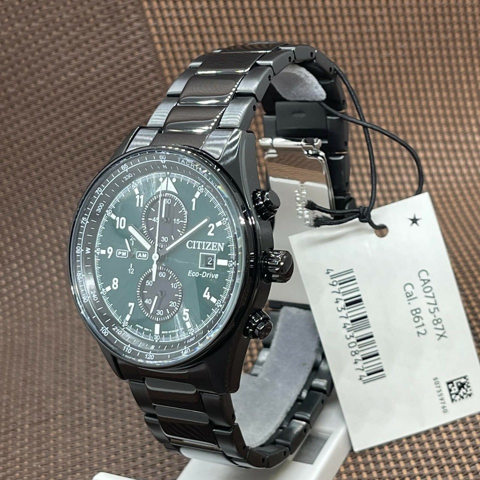 Citizen CA0775-87X Eco-Drive Chronograph Black IP Stainless Steel Men's ...