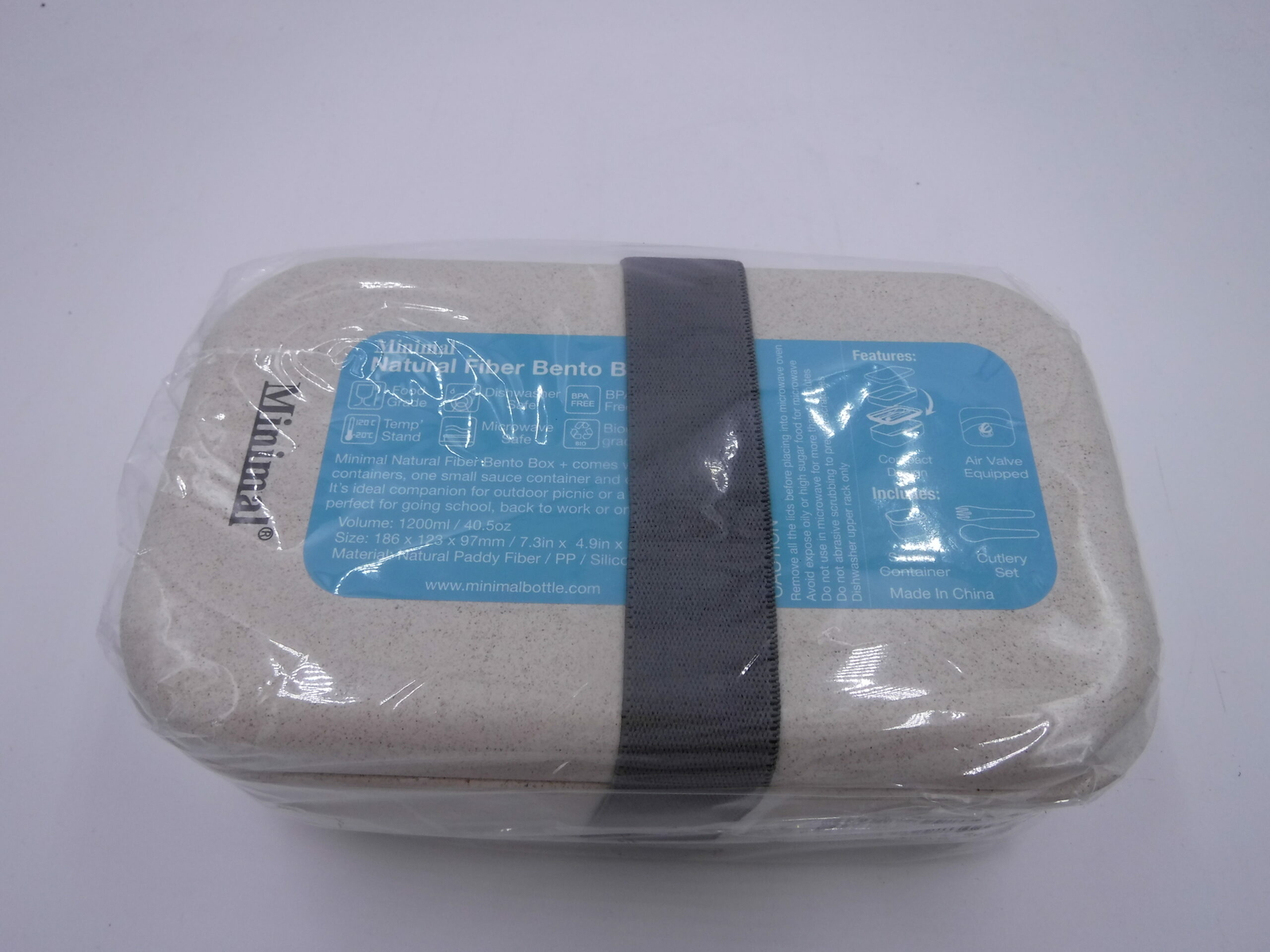 Minimal Natural Fiber Bento Box Plus, 1200ml with Sauce Container ...