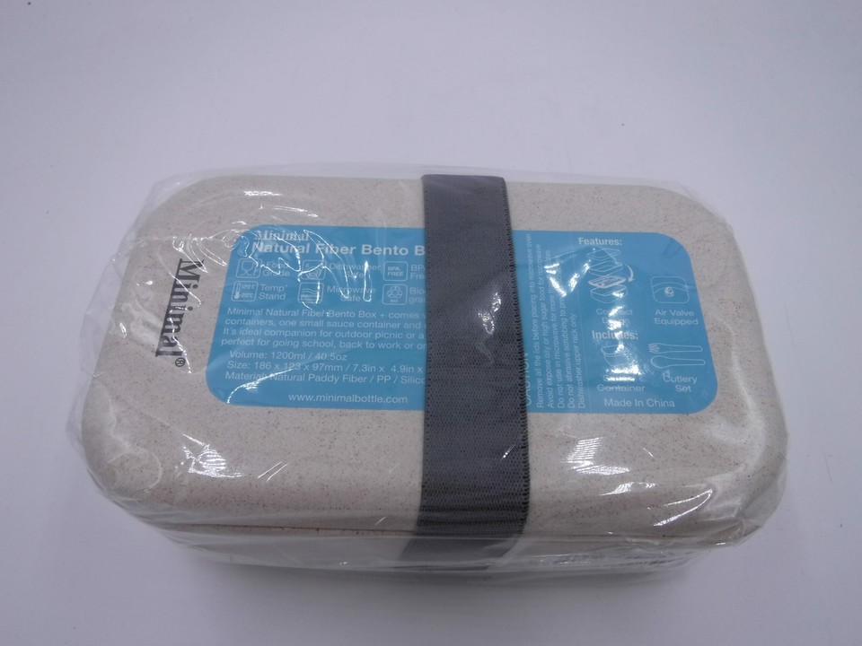 Minimal Natural Fiber Bento Box Plus, 1200ml with Sauce Container ...