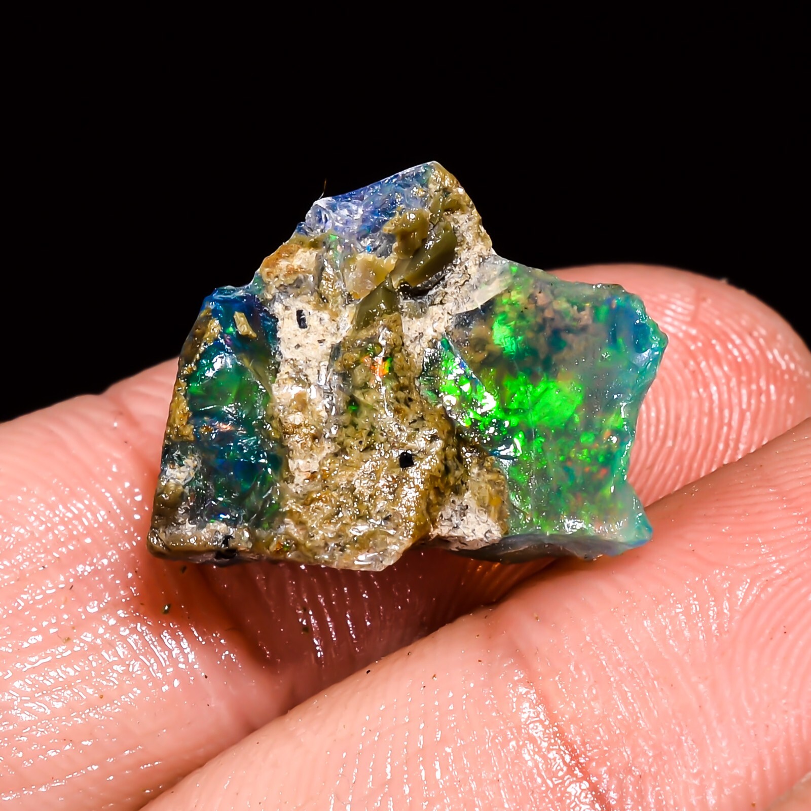 fire Black opal, natural opal rough, Ethiopian opal raw gemstone 8 Ct ...