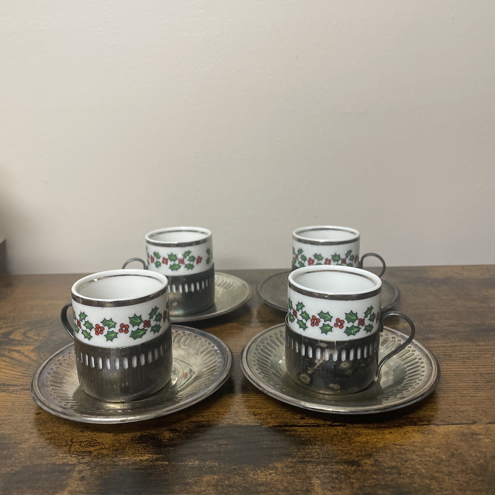 Veracruz Porcelain & Bellini Silverplate Demitasse Espresso Cups ...