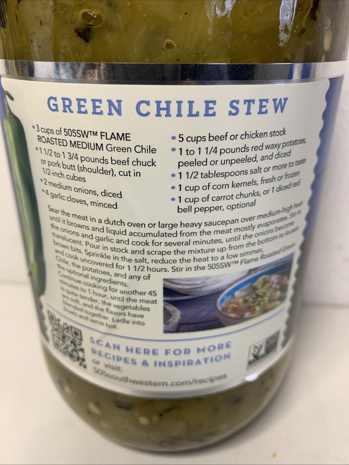 Hatch Valley 505 Green Chile Peppers Sauce Qty Lot 3 Pack 40oz Jars ...