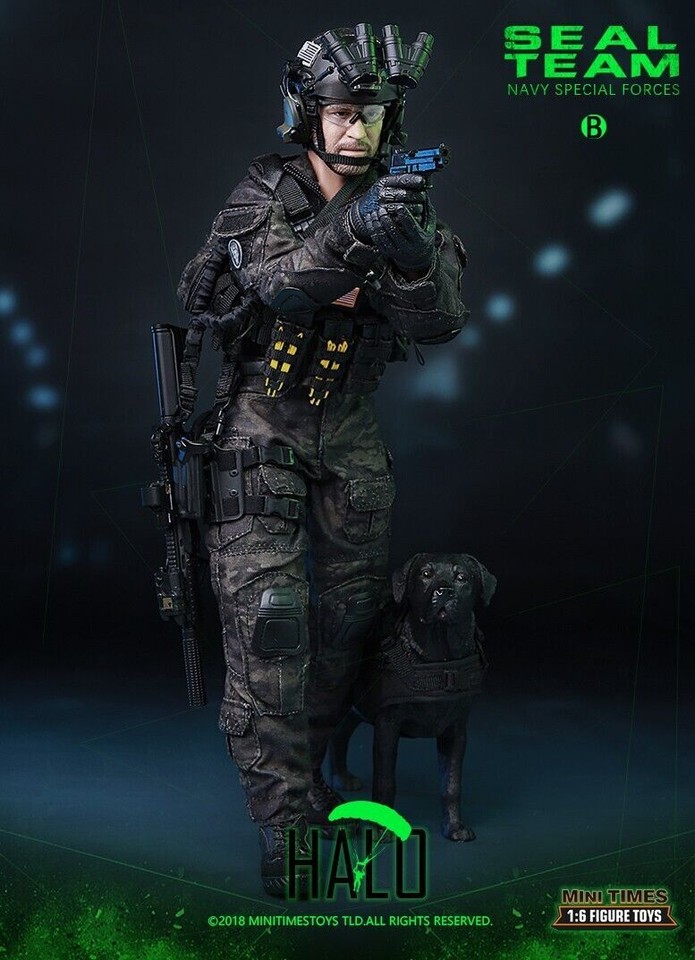 Mini Times toys M013 Navy Special Forces Seal Team HALO w/ K-9 Dog 1/6 ...