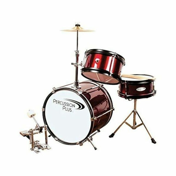 Percussion Plus 775752 3-Piece Junior Acoustic Drum Kit - Wine Red for ...